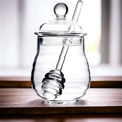 Glass Honeypot With Lid And Dipper Natures Nudge