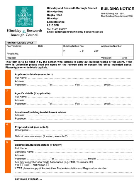 Fillable Online Building Notice Form Building Notice Form Fax Email