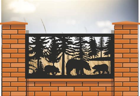Decorative Rustic Railings Wildlife Metal Panel Bear And Cubs In A