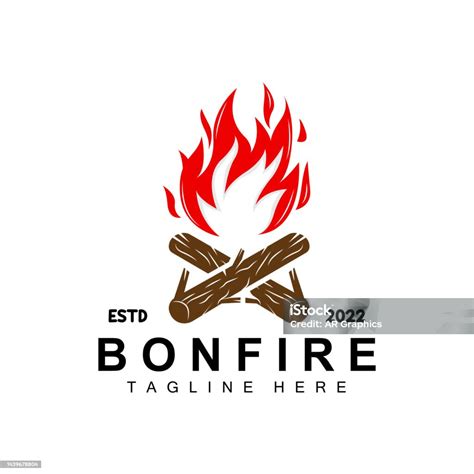 Desain Logo Api Unggun Vektor Berkemah Kebakaran Kayu Dan Desain Hutan Ilustrasi Stok Unduh