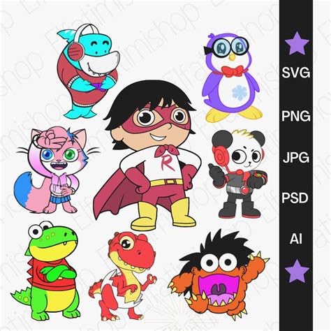 Ryans World Characters Png Svg  Digital Downloads No Background Png Cake Toppers Birthday