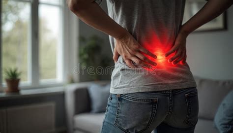 Person Touches Lower Back Suffering Pain Sciatica Symptom Health