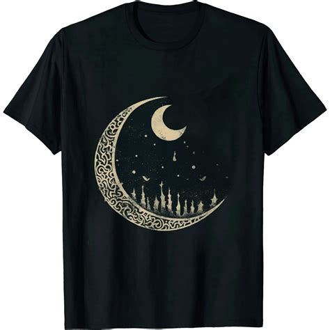 Celestial Ornate Crescent Moon Starry Night Unisex Short Sleeve Graphic