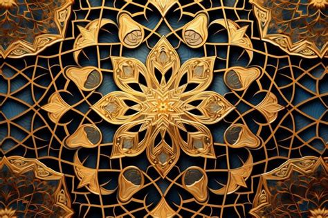 Traditional Islamic Patterns With Golden Accents Premium Ai Generated