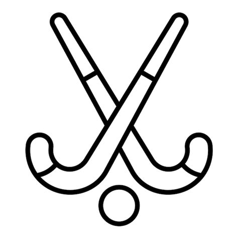 Premium Vector Field Hockey Stick And Ball Line Illustration