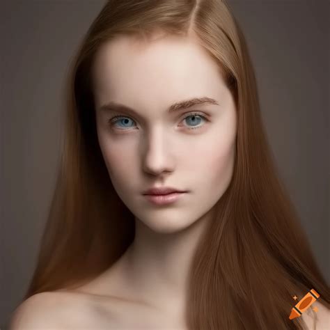 Portrait Of A Beautiful 30 Year Old With Brown Hair And Pale Skin On