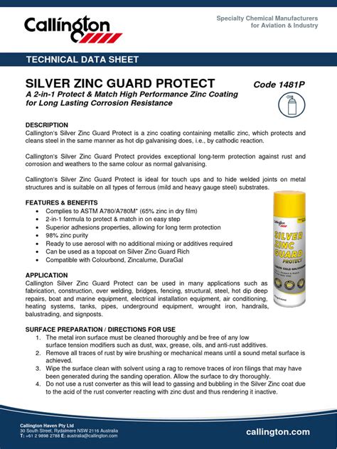 Silver Zinc Guard Protect Tds En Pdf Corrosion Sheet Metal