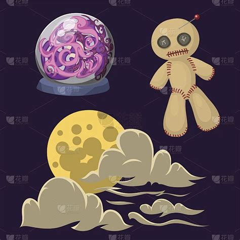特殊的魔术效果魔术符号魔术棒和惊喜娱乐幻想嘉年华神秘工具卡通奇迹装饰矢量插图素材 花瓣网