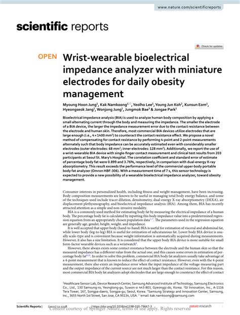 Pdf Wrist Wearable Bioelectrical Impedance Analyzer With Miniature Electrodes For Daily