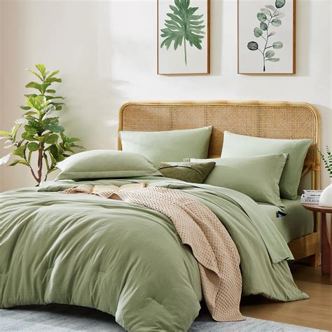 Wrensonge Sage Green Queen Comforter Set 7 Pieces Soft Microfiber