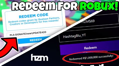 You Can Now Redeem Hazems Free Robux Codes In Pls Donate Roblox Youtube