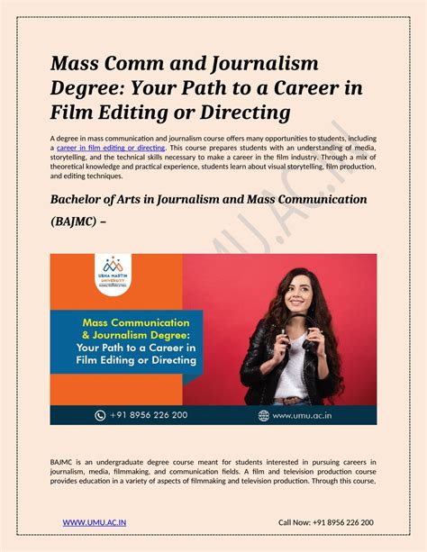 Ppt Mass Comm And Journalism Degree Your Path To A Career In Film Editing Or Directi