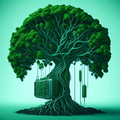 Premium Ai Image A Towering Tree Sprouting From The Convergence Of A Computer Circuit Board Ai