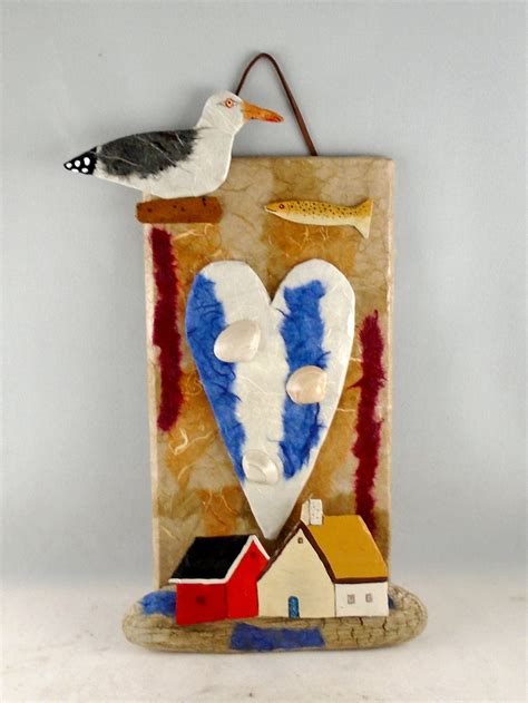 Ocean Theme Assemblage With Heart Shells And Driftwood Etsy