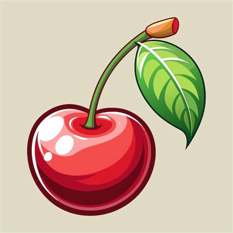 Premium Vector A Drawing Of A Cherry With A Leaf On It