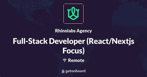 Full Stack Developer Reactnextjs Focus At Rhinolabs Agency Remote