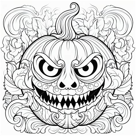 Premium Vector Coloring Book Page For Adults Carved Pumpkin With