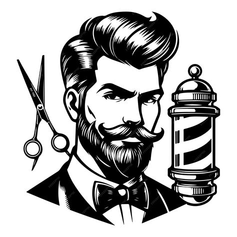 Black And White Barber Logo Design Premium Ai Generated Vector