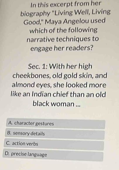Solved In This Excerpt From Her Biography Living Well Living Good