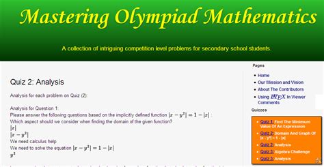 Mastering Olympiad Mathematics Quiz Analysis