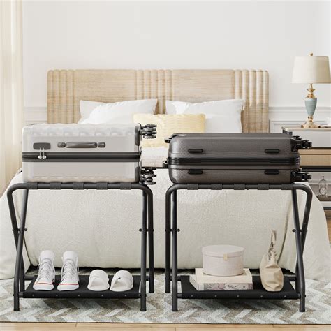 Hoobro Metal Folding Luggage Rack With Storage And Reviews Wayfair