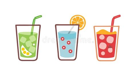 Trio Of Refreshing Drinks Summer Beverages Vector Vector Design
