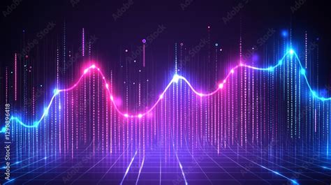 Abstract Digital Data Flow Neon Chart Graph Showing Growth Trend