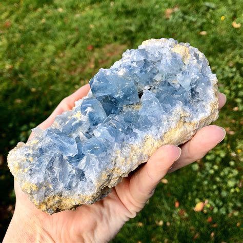 1206g Celestite Or Celestine Geode Blue Crystal Cluster Specimen