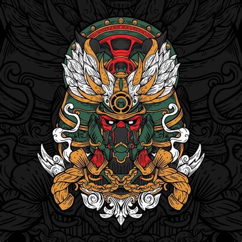 Premium Vector Robotic Samurai Head Japanese Culture