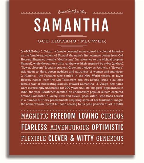 Samantha Name Art Print Names Person Name Name Art