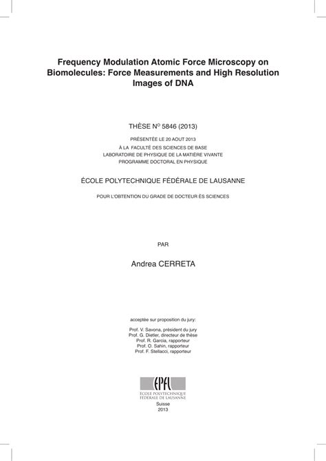 Pdf Frequency Modulation Atomic Force Microscopy On Biomolecules Force Measurements And High