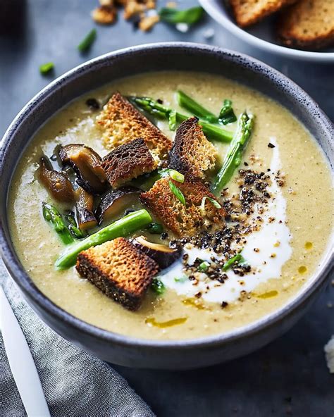 Asparagus Morel And Walleye Soup With Rye Croutons Sophia Recipes