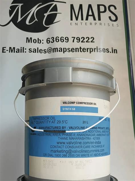 Valvoline Valcomp Compressor Oil Synth 68 20 Ltrs At ₹ 850litre In