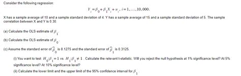 solved consider the following regression