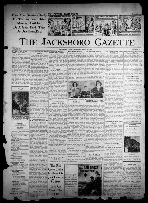 The Jacksboro Gazette Jacksboro Tex Vol 66 No 42 Ed 1