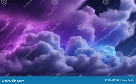 Stormy Neon Clouds Background Purple Dense Fog With 3d Render Of