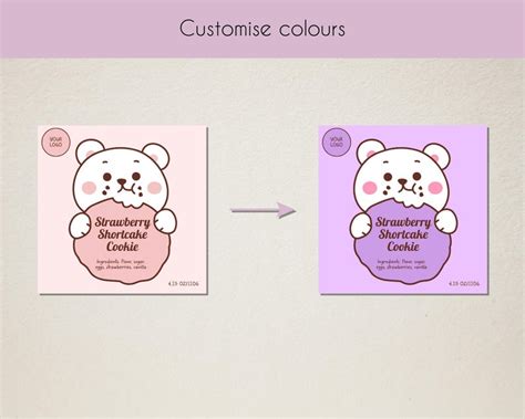 Playful Cookie Label Template Custom Pastry Sticker Allergy Warning