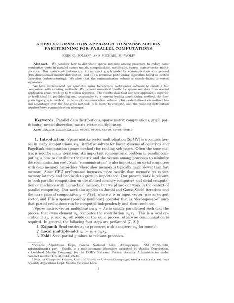 pdf a nested dissection approach to sparse matrix partitioning