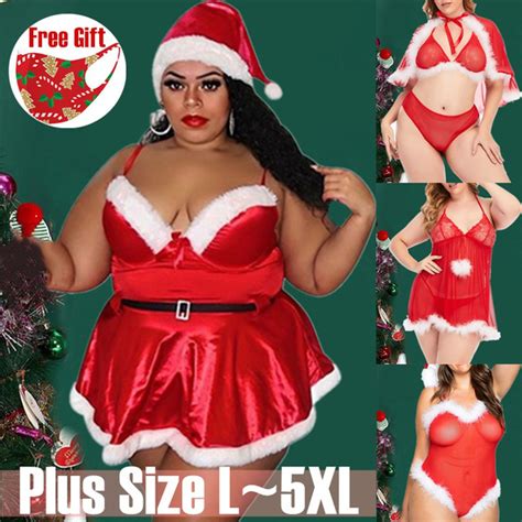 Fashion Women Christmas Lingerie Set Plus Size Sexy Ladies Mrs Santa