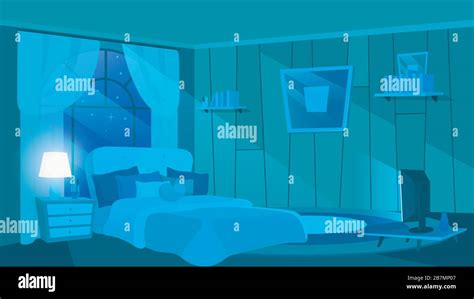 Bedroom Interior In Moonlight Rays Stock Vector Image And Art Alamy
