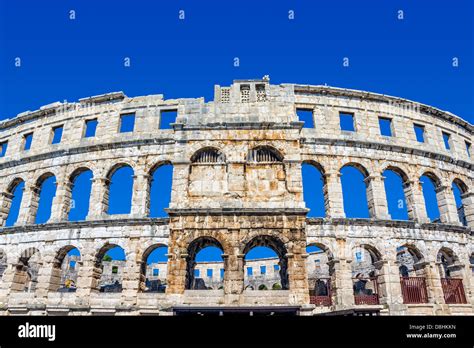 Roman Time Arena In Pula Detail Croatia Unesco World Heritage Site