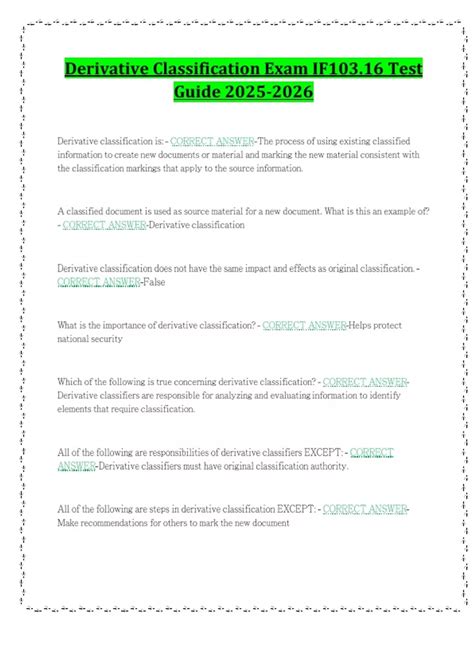 Derivative Classification Exam If10316 Test Guide Derivative Classification Stuvia Us