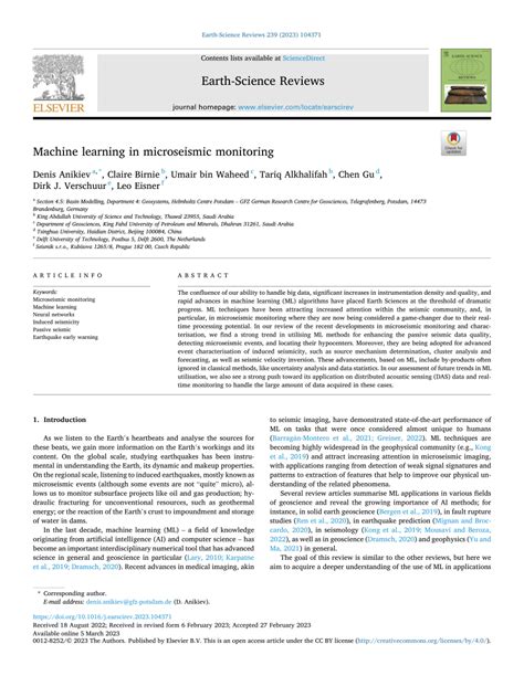 Pdf Machine Learning In Microseismic Monitoring