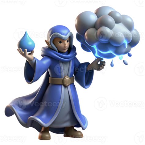 Stunning Classic 3d Render Cute Wizard Water Magic Authentic 56676533 Png