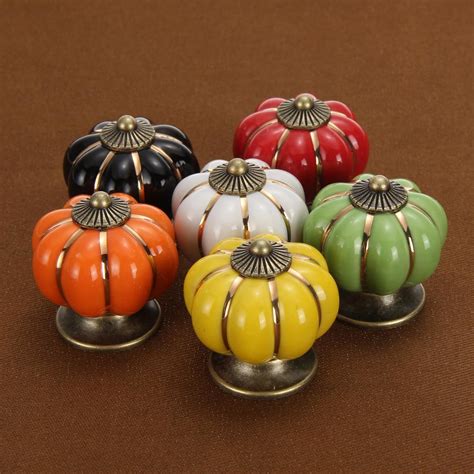 Vintage Pumpkin Ceramic Door Knobs Cabinet Drawer Vicedeal