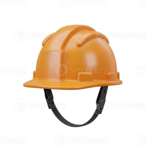 Orange Hard Hat With Plastic Style Black Straps On Black Background