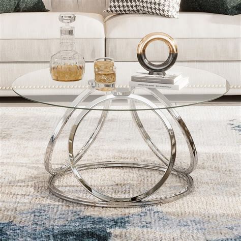 Modern Glass Tables Yitahome Round Coffee Table With Glass White