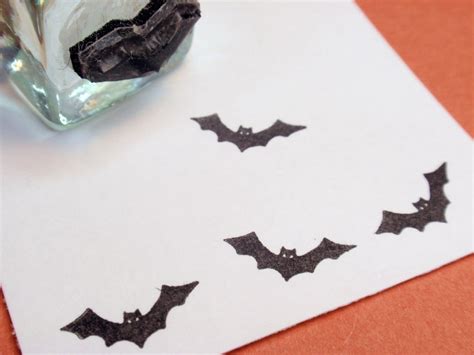 Tiny Bat Rubber Stamp 16mm Halloween Rubber Stamp Flying Bat Etsy