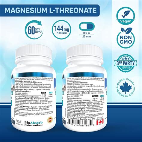 Magnesium L Threonate Magtein 60 Day Supply 144 Mg Of Elemental