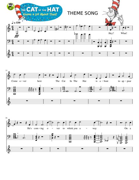 The Cat In The Hat Knows A Lot About That Theme Song Sheet Music For